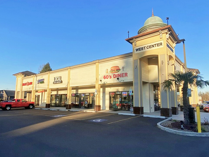 The West Center shopping plaza hides this time-traveling culinary gem like a delicious secret waiting to be discovered in suburban Tualatin.