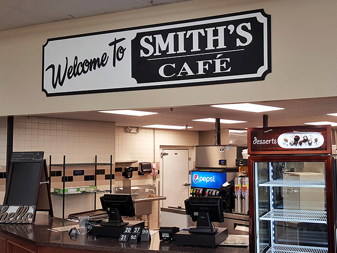 The iconic "Welcome to Smith's Cafe" sign greets hungry patrons like an old friend promising good things to come – no fancy frills, just honest hospitality.