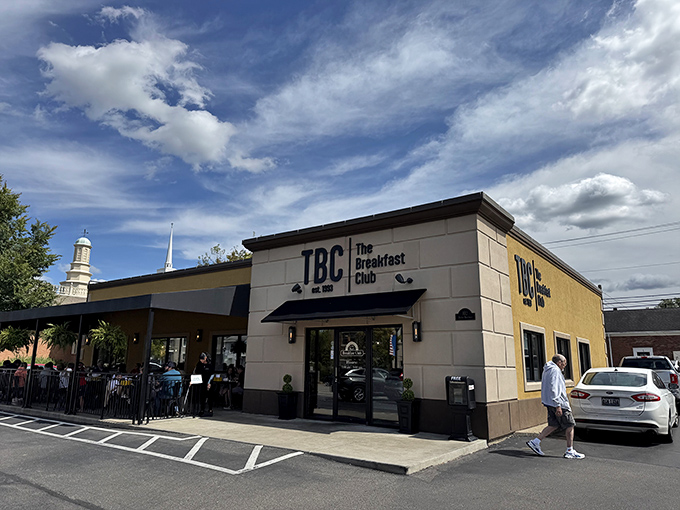 The bright yellow exterior of TBC stands out like a breakfast beacon in Lebanon, beckoning hungry Ohioans with promises of morning delights.