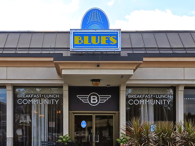 Blue's Egg announces its presence with that unmistakable azure awning, like a breakfast beacon calling you home on Milwaukee's west side.