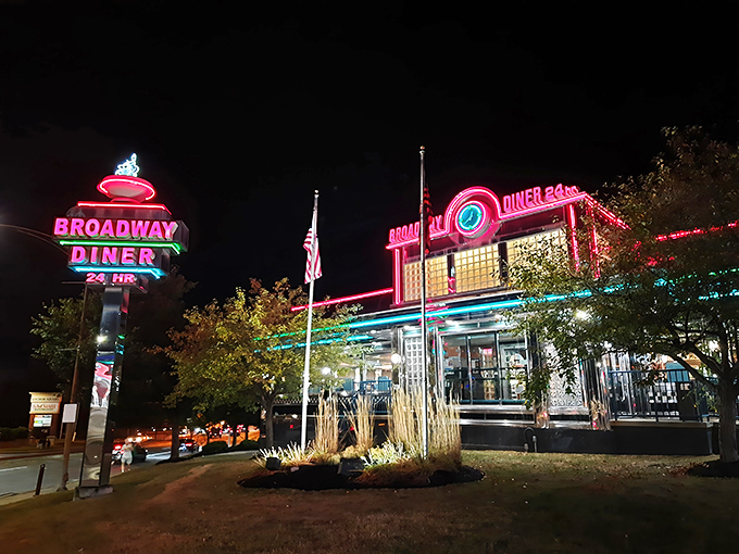 The neon glow of Broadway Diner at night isn't just illumination&mdash;it's a beacon of hope for hungry souls seeking comfort food at any hour.