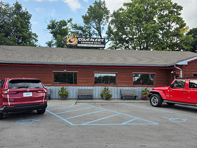 Your barbecue destiny awaits behind these doors, where smoke signals mean dinner's ready.