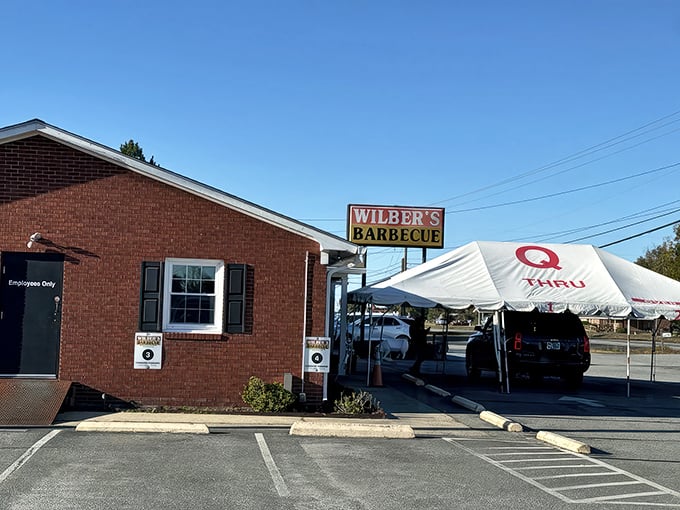 Even the drive-thru setup maintains that no-frills charm. In North Carolina's barbecue world, fancy facades are inversely proportional to meat quality.