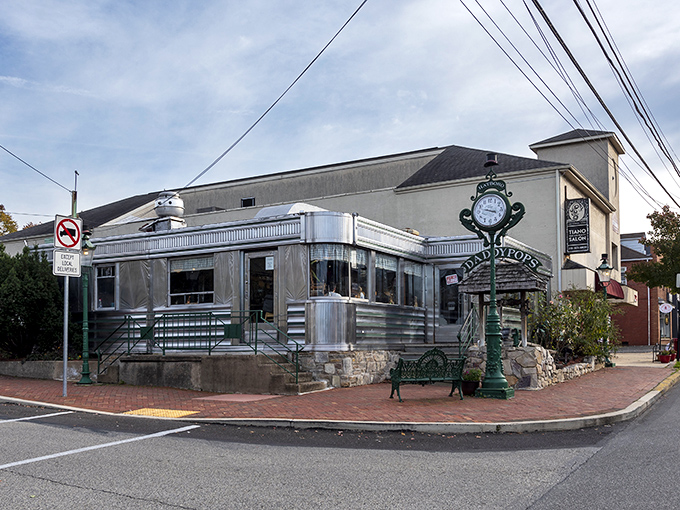 Chrome and curves meet small-town charm in this stunning example of authentic American diner architecture.