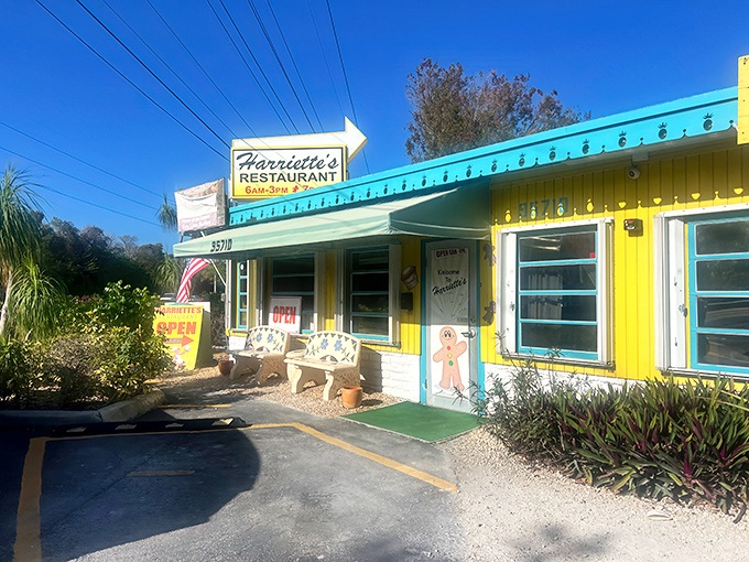 The sunshine-yellow exterior of Harriette's isn't just a building&mdash;it's a promise of the cheerful experience waiting inside this beloved Key Largo institution.
