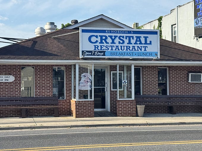 The unassuming brick fa&ccedil;ade of Crystal Restaurant stands as a beacon of breakfast hope on Rehoboth Avenue, promising honest food without the fanfare.