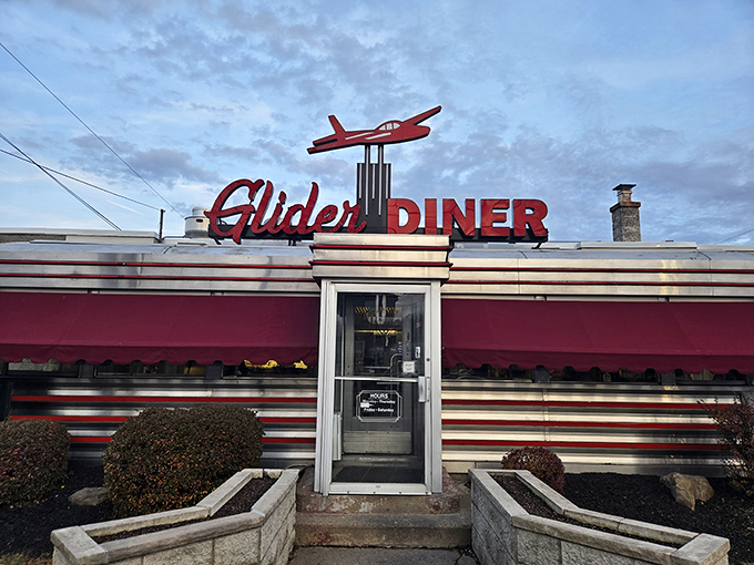The iconic red exterior with its vintage airplane sign isn't just retro charm&mdash;it's a beacon calling hungry Scranton residents home.