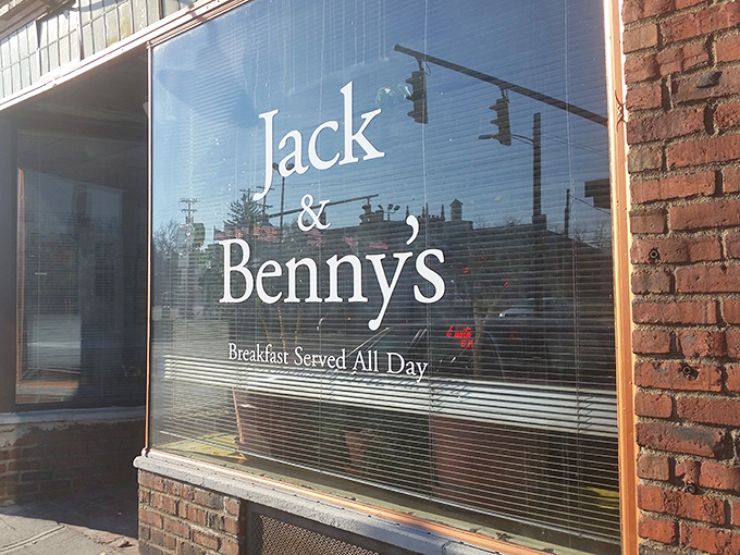 The promise of "Breakfast Served All Day" might be the most beautiful sentence in the English language. Jack & Benny's brick exterior quietly announces culinary treasures within.