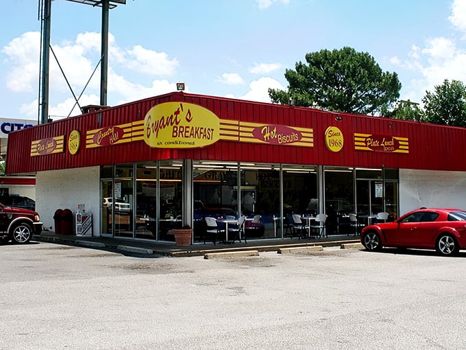 That red and yellow exterior doesn't whisper - it boldly announces breakfast greatness to Memphis.