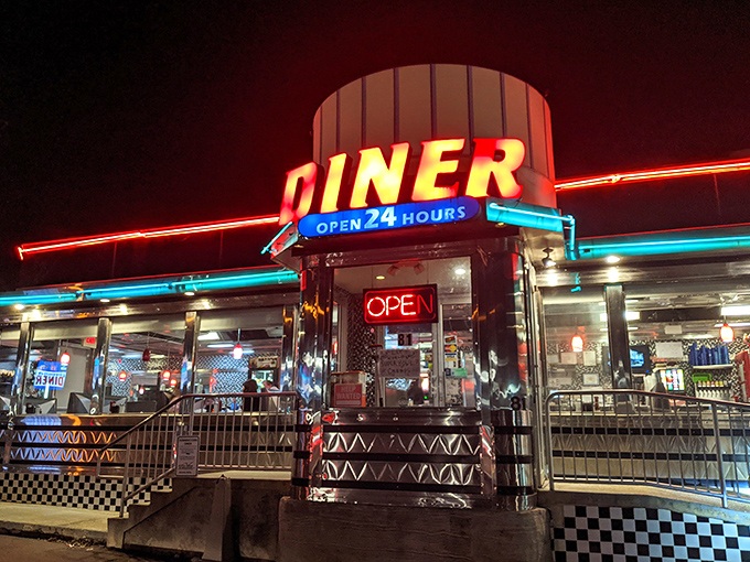 The classic stainless steel exterior gleams like a time machine to simpler days. This isn't retro-themed—it's the genuine article, complete with that iconic checkerboard trim.