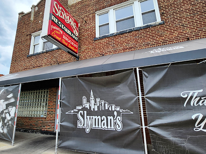Cleveland's skyline adorns the exterior banner, a fitting tribute to a restaurant that's become as much a city landmark as Terminal Tower.