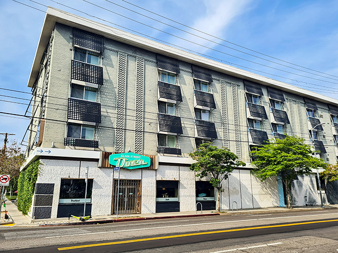 The unassuming exterior of Clark Street Diner hides beneath an apartment building like Clark Kent's superhero identity &ndash; modest on the outside, magnificent within.