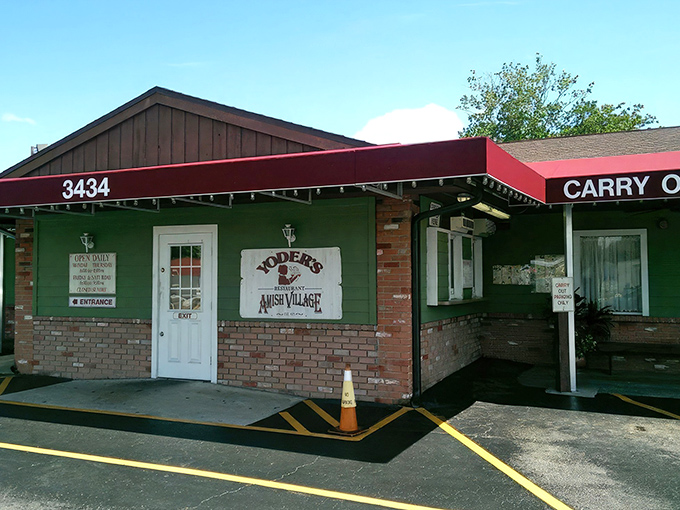 A red awning marks the spot where Sarasota locals have been lining up for decades. This modest entrance is Florida's portal to Amish country.