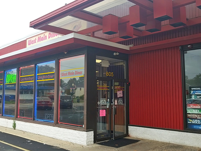 The red exterior of West Main Diner stands like a beacon of breakfast hope in Lansdale. This isn't just a restaurant&mdash;it's a morning sanctuary.