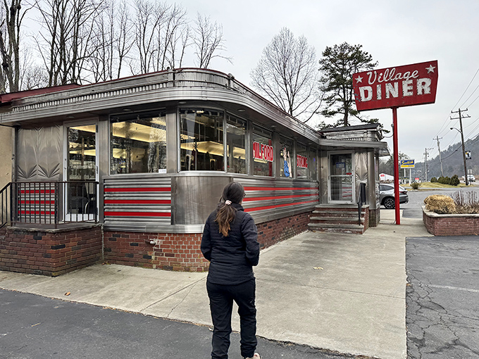 Winter can't dim the allure of this chrome beauty. The Village Diner stands ready to warm souls with comfort food, its vintage charm a beacon on chilly Pennsylvania mornings.