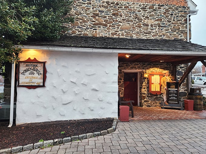 The stone and whitewashed exterior of Dobbin House whispers colonial secrets while practically shouting "Come in, history buff with an appetite!"