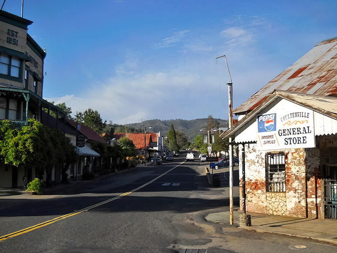 Main Street Coulterville looks like a movie set, except nobody yells "cut" when the scene ends. Pure Gold Rush authenticity under Sierra blue skies.