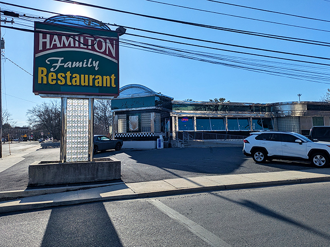 That classic roadside sign beckons hungry travelers like a neon lighthouse, guiding you to a harbor of home-cooked goodness in Allentown.