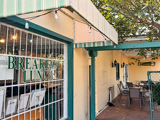 A charming outdoor patio where morning coffee tastes better with a side of Florida sunshine.