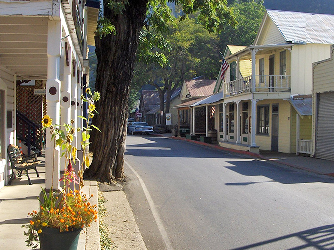 Downieville's main street looks like a movie set, but unlike Hollywood, the charm here is genuine and the parking is free.