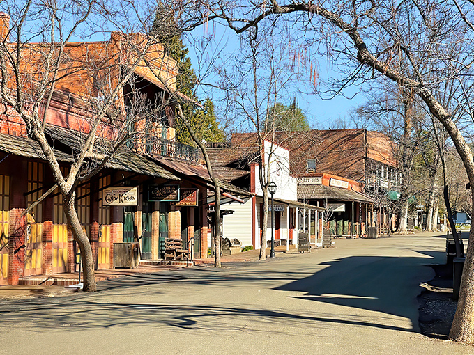 Fall paints Columbia's historic district with golden hues, matching the precious metal that once brought thousands to this very street.