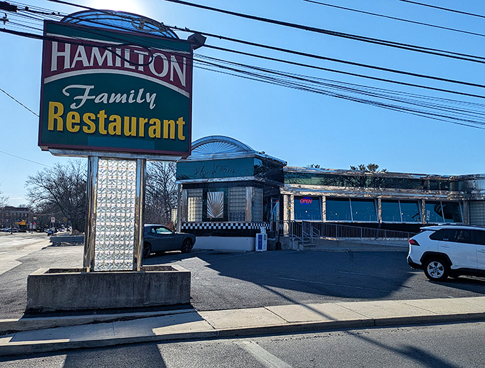 The iconic Ham Fam sign stands sentinel on Hamilton Street, a beacon of comfort food that's been guiding hungry Allentonians through breakfast cravings for generations.