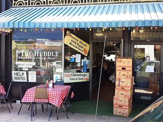 The Huddle's modest exterior hides culinary treasures within, like finding a winning lottery ticket in your winter coat pocket.