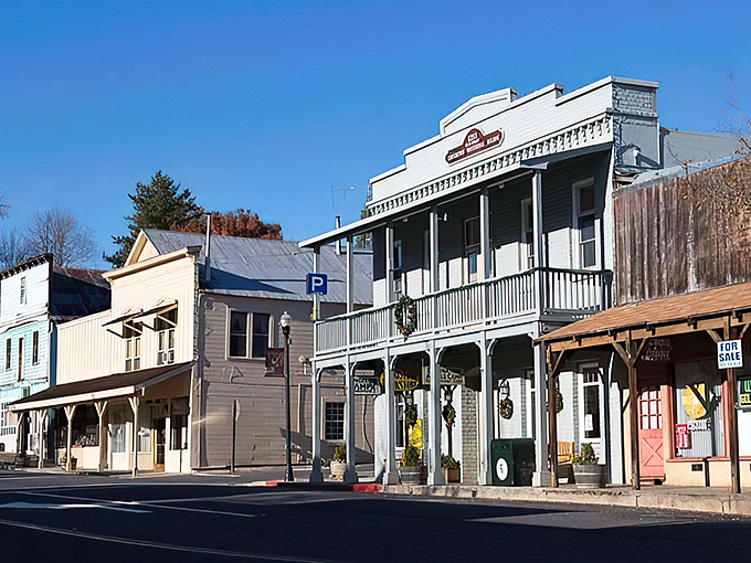Historic storefronts line Main Street in Angels Camp, where the architecture hasn't changed much since prospectors traded gold dust for supplies.