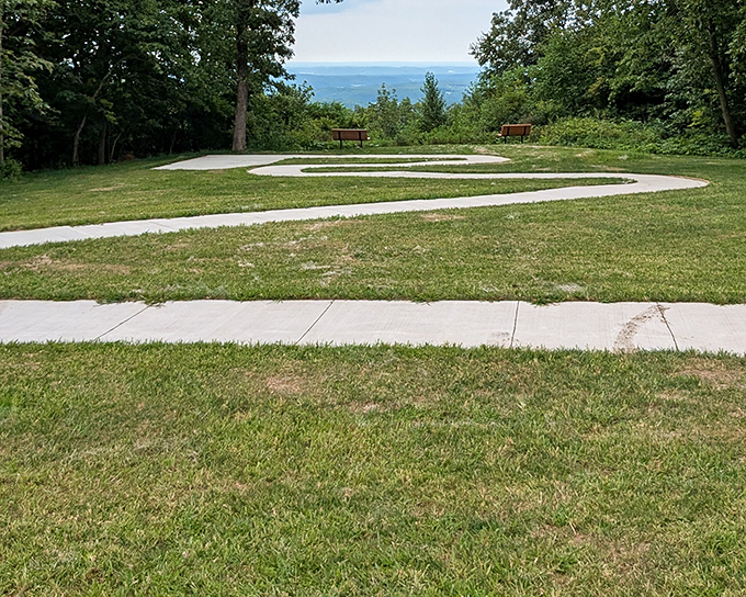 Nature's own amphitheater! These winding paths lead to panoramic views that make Wisconsin's highest point feel like the top of the world.