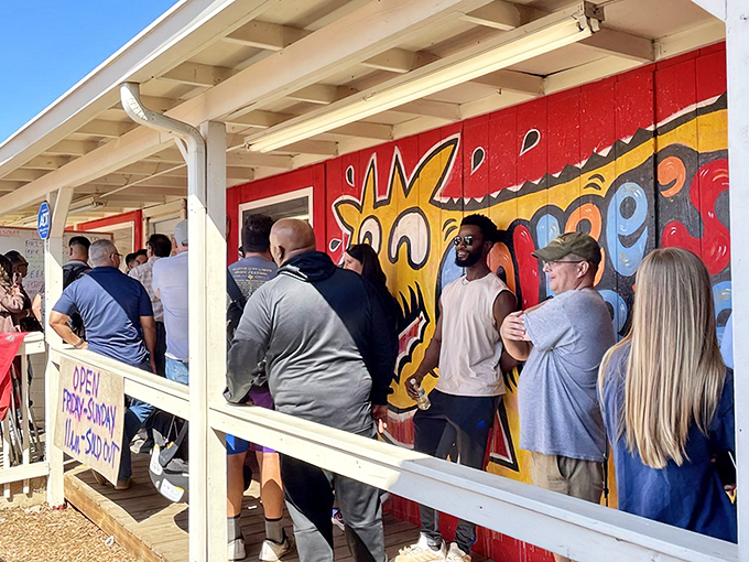 The crowd speaks volumes: when folks wait this patiently, something magical awaits inside.