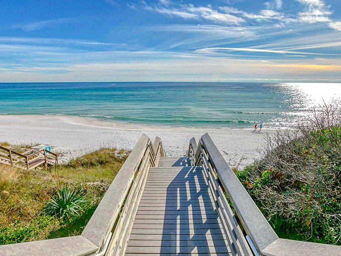 Those wooden steps aren't just beach access&mdash;they're a stairway to heaven, where emerald waters meet sugar-white sand in perfect harmony.
