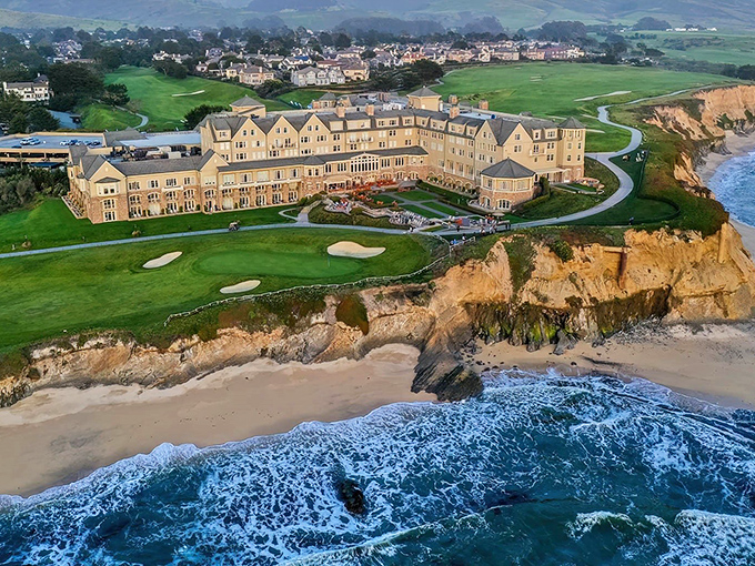 The Ritz-Carlton Half Moon Bay perches on the cliffs like a coastal castle, where the Pacific serves as both moat and endless entertainment.
