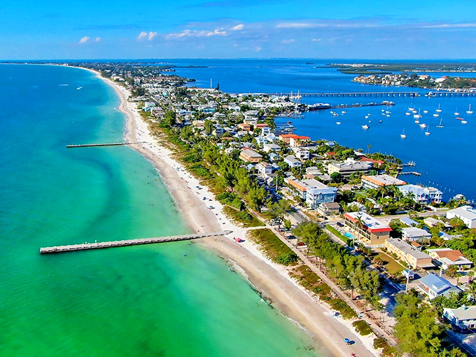 Anna Maria Island from above &ndash; where the Gulf of Mexico and Tampa Bay embrace like old friends reuniting after a long winter apart.