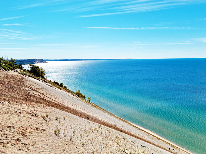 Mother Nature's ultimate optical illusion: where Michigan masquerades as the Mediterranean, complete with Caribbean-blue waters and golden sand slopes.