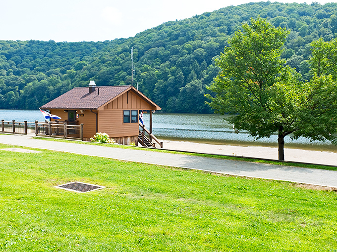 The rustic beach house stands sentinel by the shore, like a cozy outpost where civilization meets wilderness without either having to compromise.