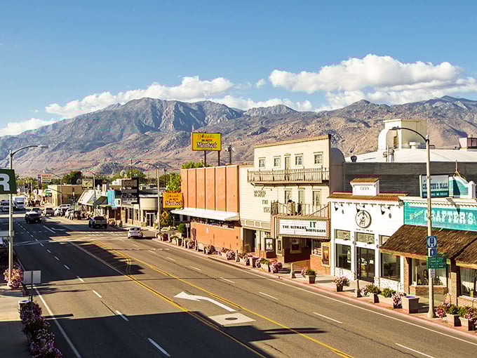 Downtown Bishop stretches toward the Sierra Nevada mountains like a Western movie set that forgot to pack up after filming wrapped.
