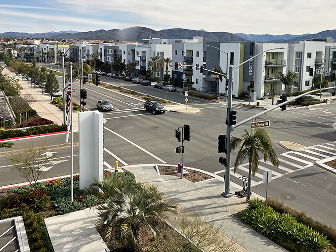 Modern living meets mountain views in Chula Vista's newer neighborhoods, where palm-lined streets and contemporary architecture create California's retirement sweet spot.