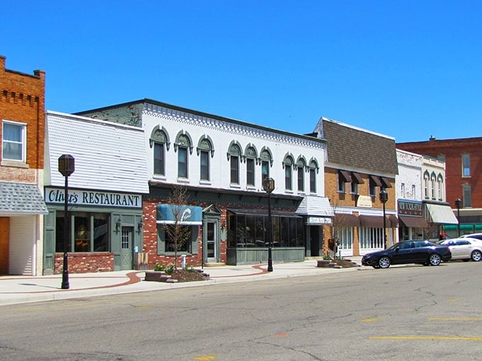 Downtown Owosso's historic architecture tells a story of resilience and charm, where brick buildings stand as sentinels of small-town American perseverance.