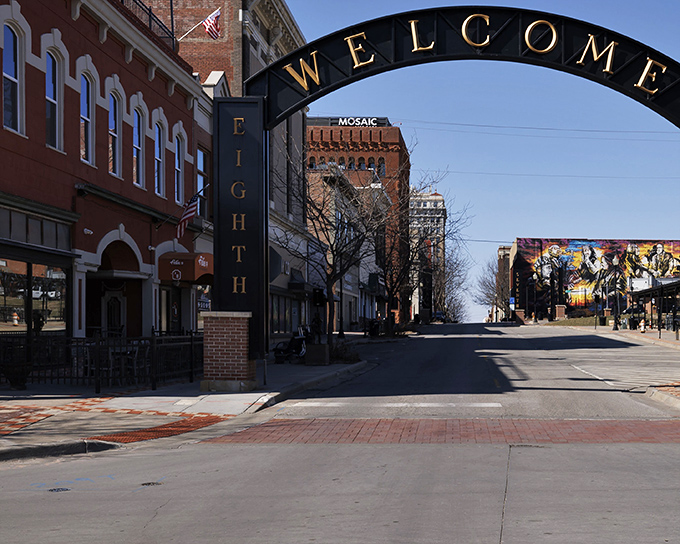 St. Joseph's iconic Welcome Arch spans Eighth Street like a gilded invitation to step back in time while keeping one foot firmly in the present.