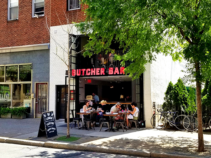 That iconic red neon sign isn't just announcing a restaurant&mdash;it's signaling a sanctuary for carnivores nestled in Philadelphia's charming Rittenhouse neighborhood.