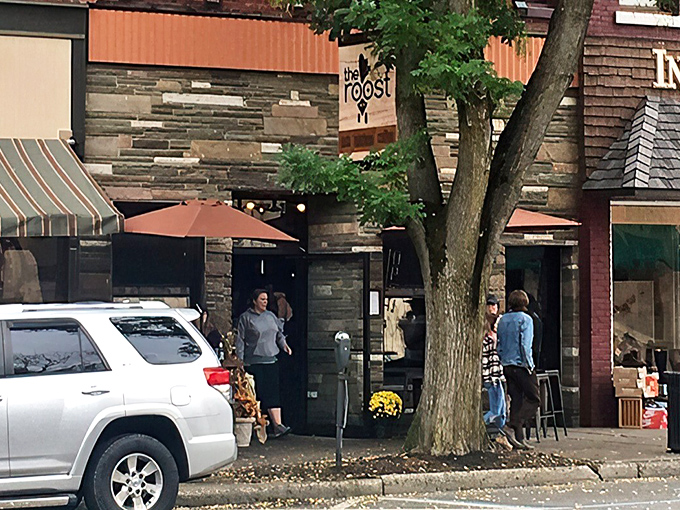 The Roost's charming storefront beckons from Wellsboro's historic Main Street, promising culinary adventures behind that unassuming stone fa&ccedil;ade.