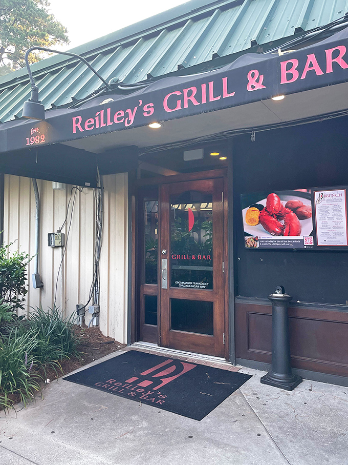The unassuming entrance to Reilley's belies the culinary treasures within. Like finding a secret speakeasy, but with prime rib instead of bathtub gin.