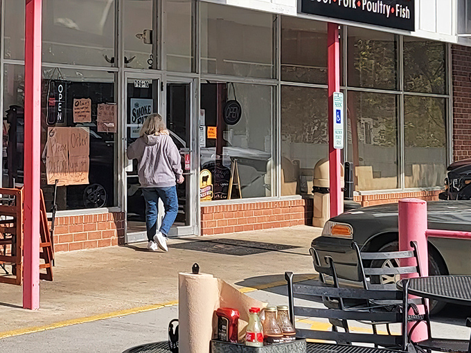 The unassuming storefront that houses barbecue greatness. Like finding a diamond in a strip mall, The Smoke Pit's exterior promises smoky treasures within.