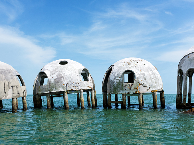 Like a sci-fi movie set that forgot to wrap production, these otherworldly domes create a surreal silhouette against Florida's pastel sunset skies.