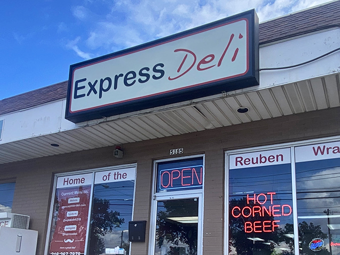 The neon "HOT CORNED BEEF" sign isn't just advertising&mdash;it's a beacon of hope for sandwich lovers seeking refuge from chain restaurant mediocrity.