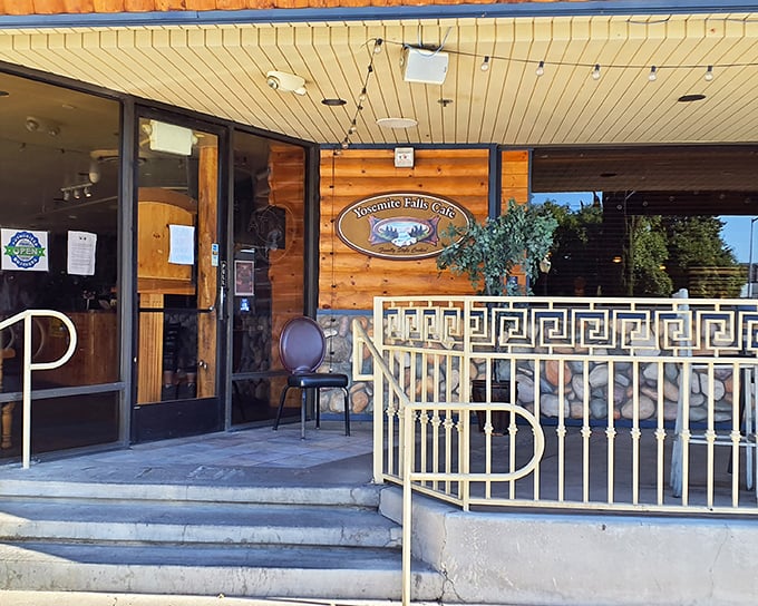 The unassuming exterior of Yosemite Falls Cafe proves once again that culinary treasures often hide behind modest facades. This Blackstone Avenue gem awaits hungry explorers.