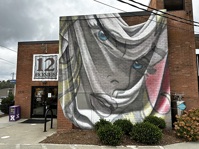 The brick fortress of flavor announces itself with artistic flair &ndash; a striking mural guards the entrance to this barbecue sanctuary like a delicious warning.