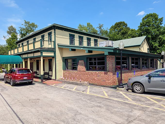A perfect marriage of brick and clapboard, Rachel's Roadhouse stands proudly against Pennsylvania's blue skies. This isn't just a restaurant&mdash;it's a landmark worth the drive.