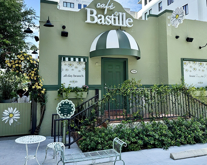 Caf&eacute; Bastille's charming exterior welcomes you with Parisian flair and fringe-adorned umbrellas&mdash;like a French postcard come to life in Fort Lauderdale.