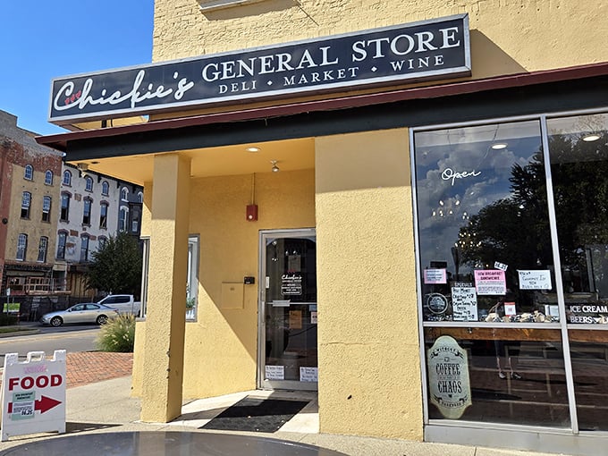 The charming yellow brick exterior of Chickie's General Store stands as a beacon of sandwich salvation on Newark's street, promising delicious discoveries within.
